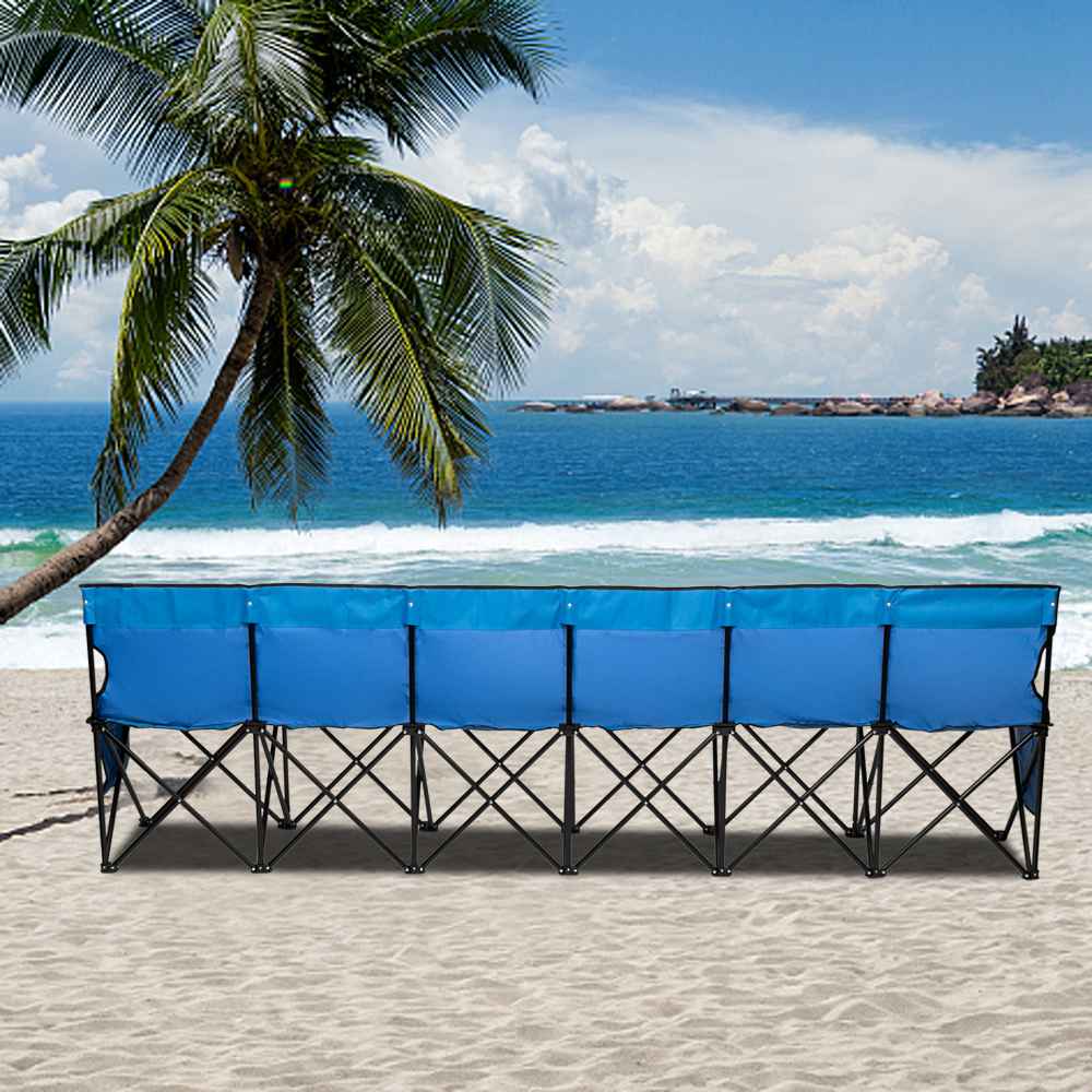 Outdoor Portable Folding Chair Six Seats 270 x 50 x 83cm Blue