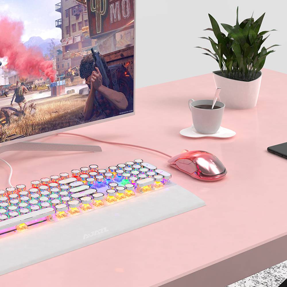 Ajazz AJ358 Wired USB Colorful Backlight Gaming Mouse Pink