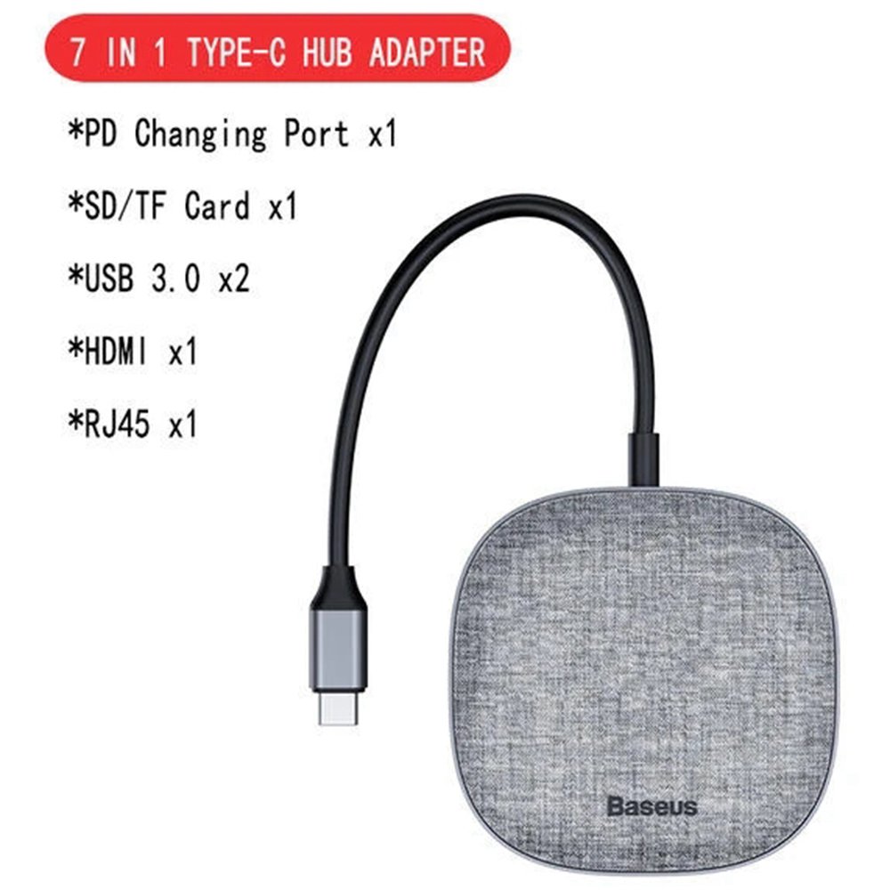 Baseus 7 In 1 Multifunction HUB Adapter Dark Grey