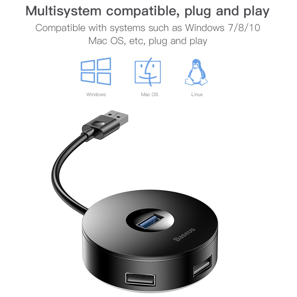 Baseus Round Box 4-in-1 Type-C HUB Adapter 1m Black