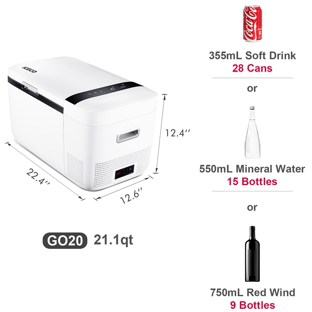 ICECO GO20 Portable Smart Refrigerator 20L Capacity White