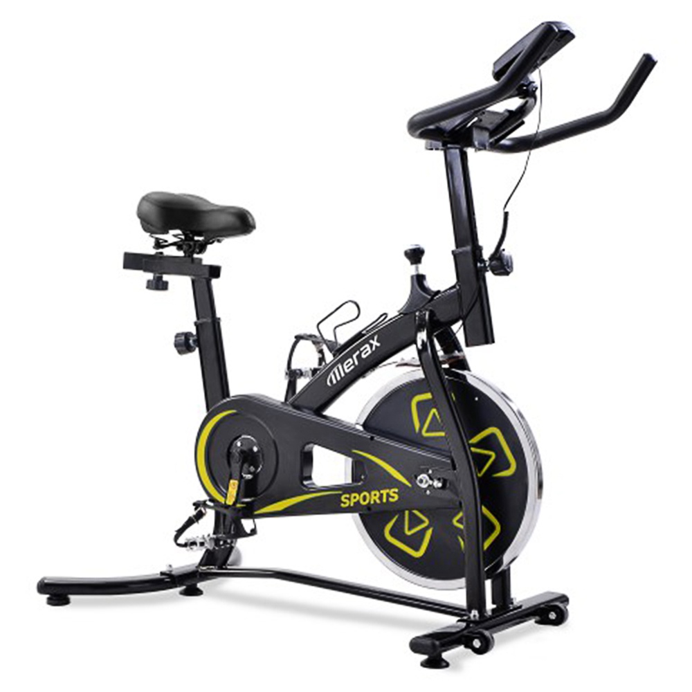 Merax Exercise Bike LCD Console Adjustable Seat Handlebar Black Yellow