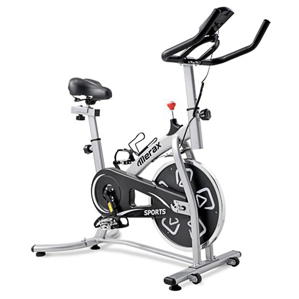 Merax Exercise Bike LCD Console Adjustable Seat Handlebar Black Silver