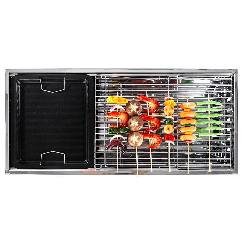 Portable Folding Barbecue Grill Stainless Steel Material Silver