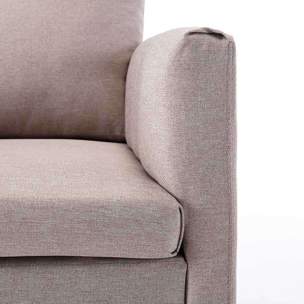 Three Seats Imitation Linen Upholstered Sofa Beige