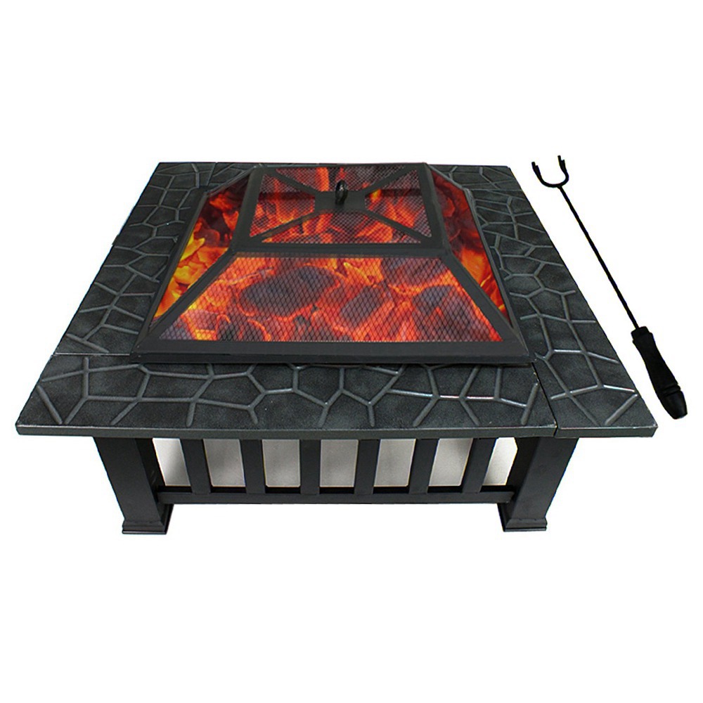 Multifunctional Square Iron Stove With Cover Black
