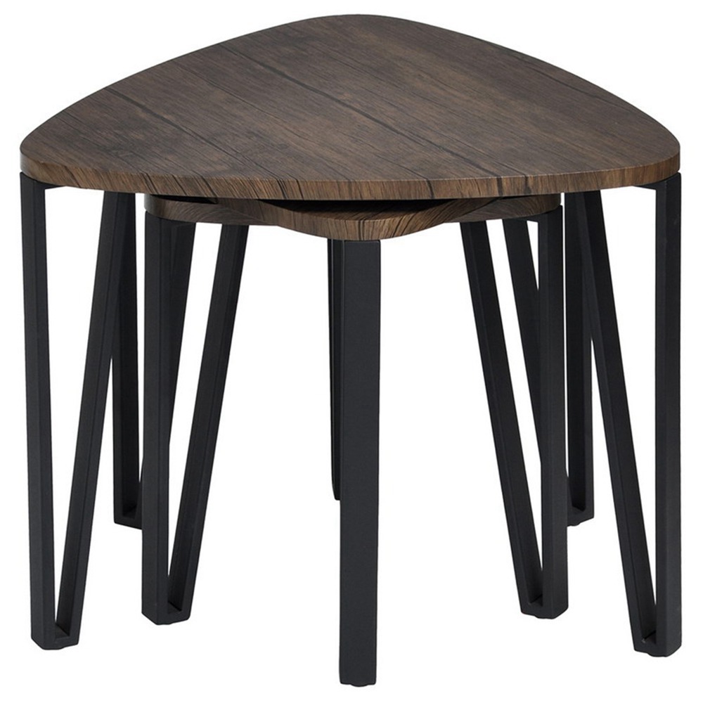 Triangular Coffee Table Drink Rack Set Dark Brown