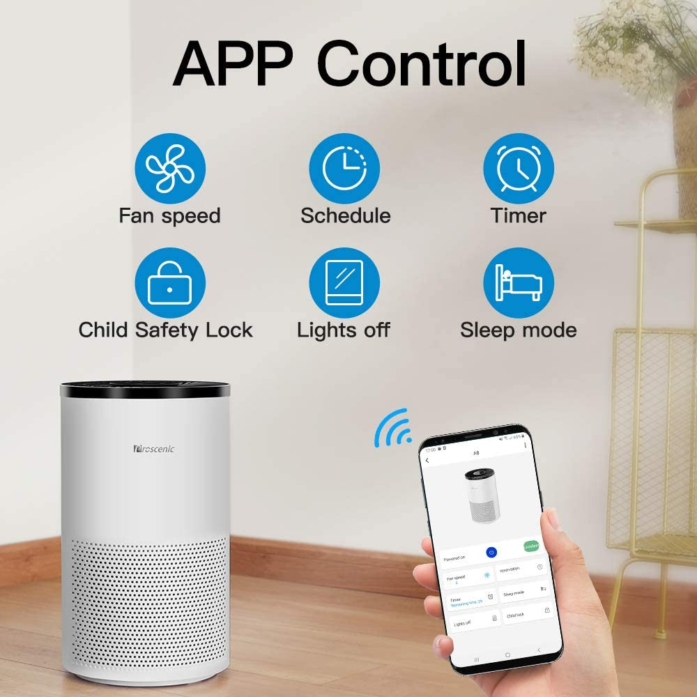 Proscenic A8 Smart Air Purifier 4-stage Filtration System White