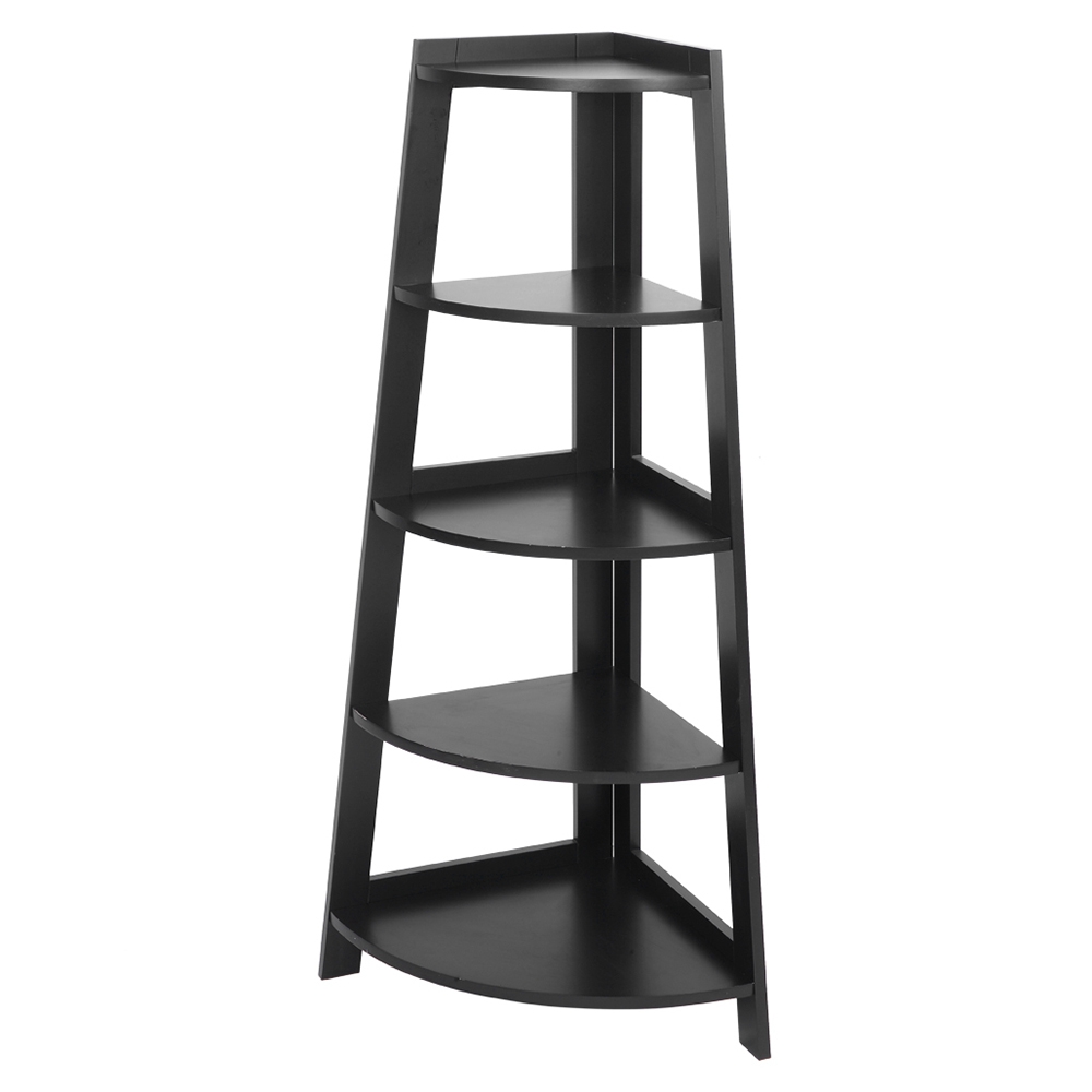 5-layer Corner Wooden Display Shelf Black