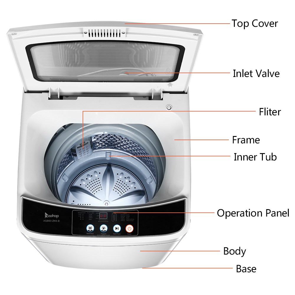 ZOKOP XQB60-ZK6 Portable Automatic Drum Washing Machine Gray