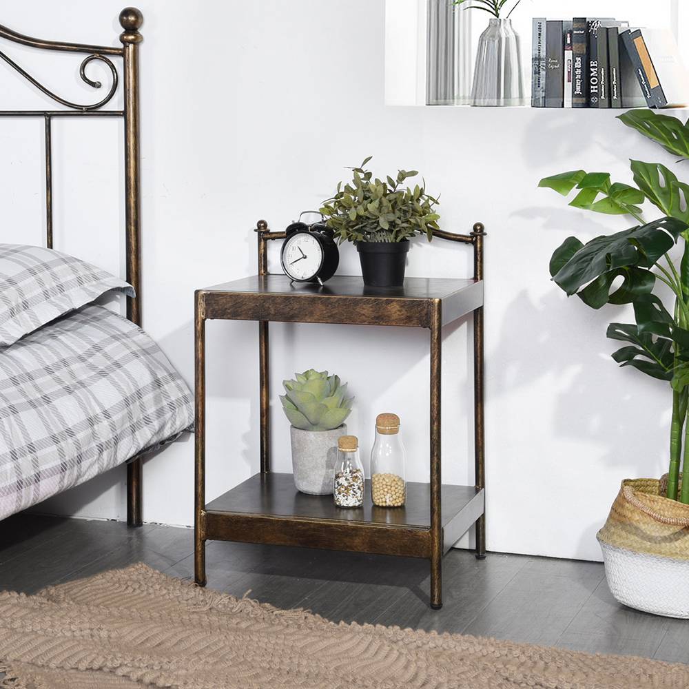 47 x 37 x 66cm Square Two-layer Coffee Table Display Stand Bronze