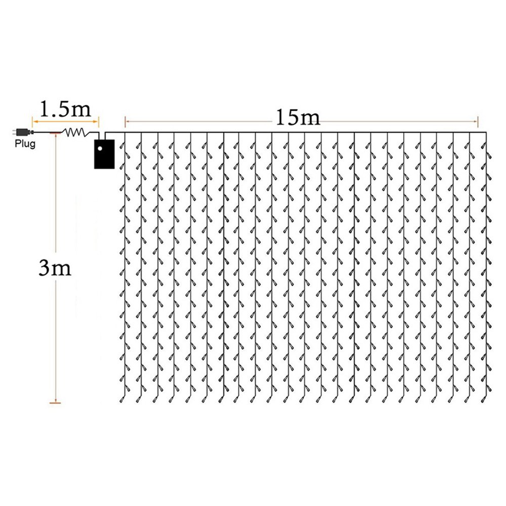 15m x 3m 110V LED Decorative Tandem Light 1500 Bulbs White Light