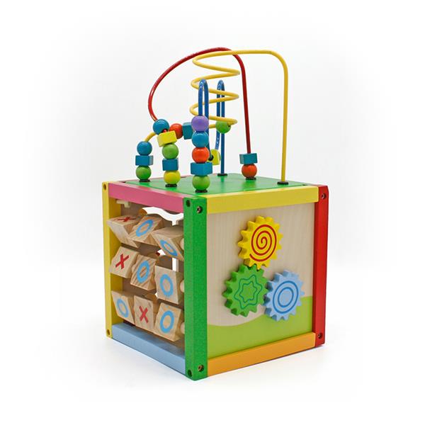 5in1 Wooden Learning Bead Maze Cube 8x8 Inch