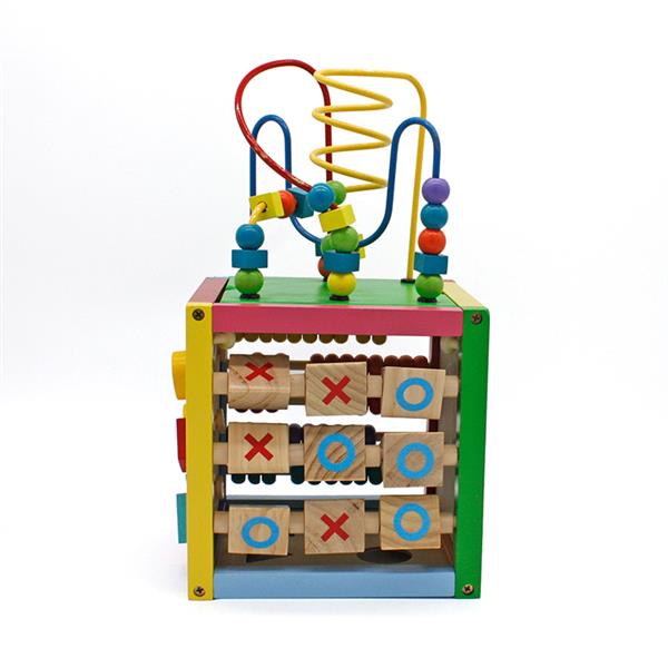 5in1 Wooden Learning Bead Maze Cube 8x8 Inch