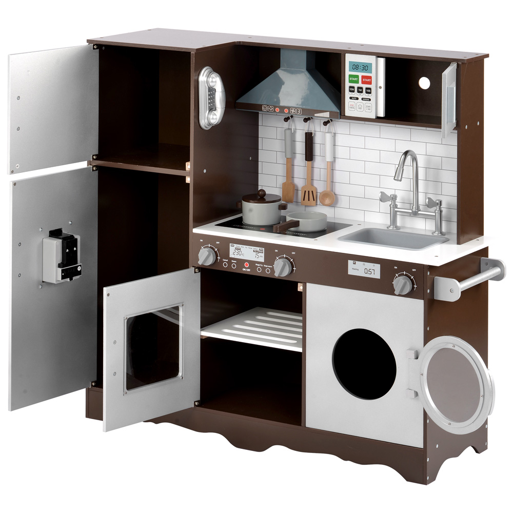 Wooden Pretend Play Kitchen Set Brown