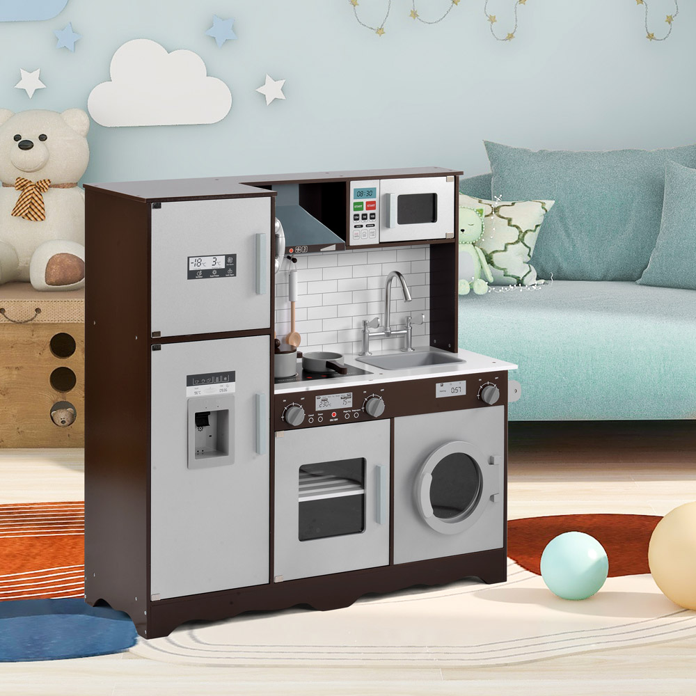 Wooden Pretend Play Kitchen Set Brown