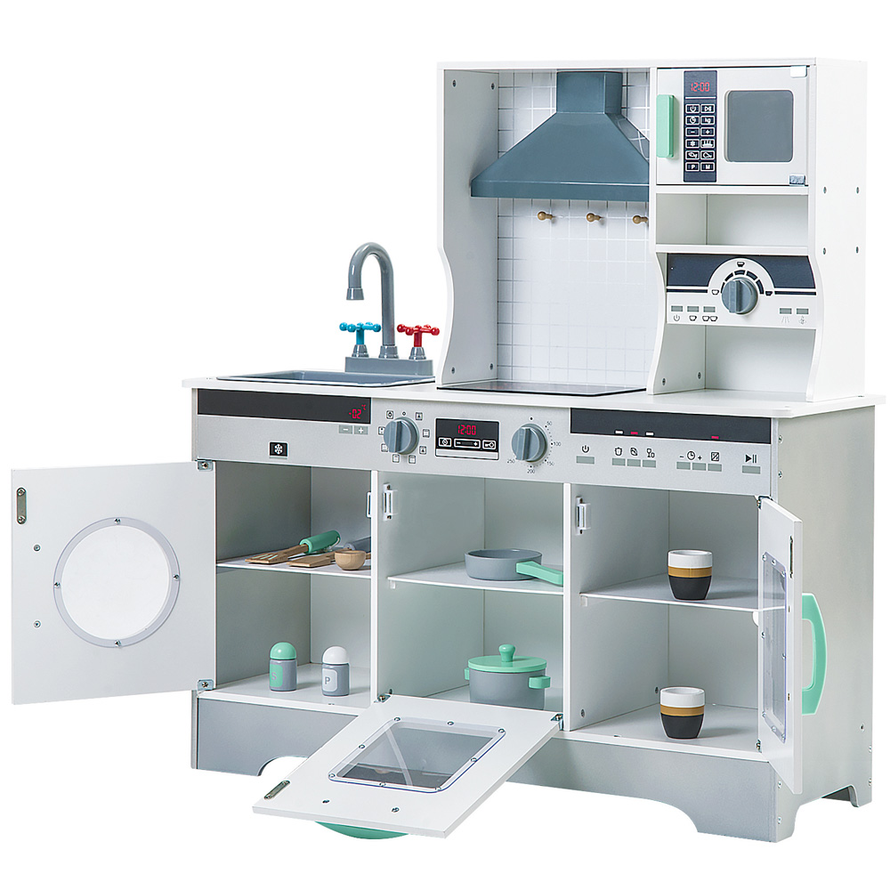 Wooden Pretend Play Kitchen Set Silver and Green
