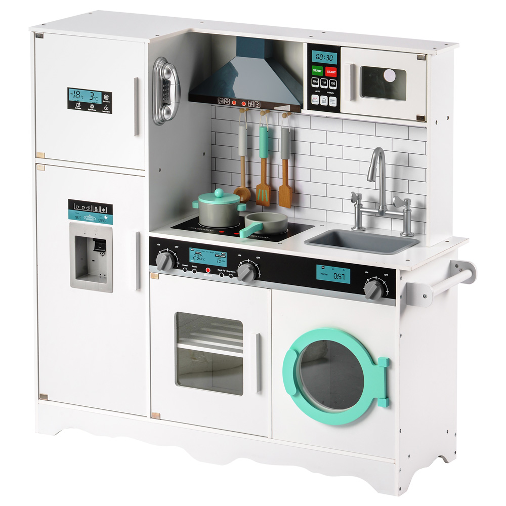 Wooden Pretend Play Kitchen Set White