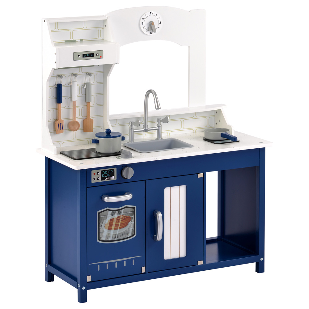 Wooden Pretend Play Kitchen Set Blue