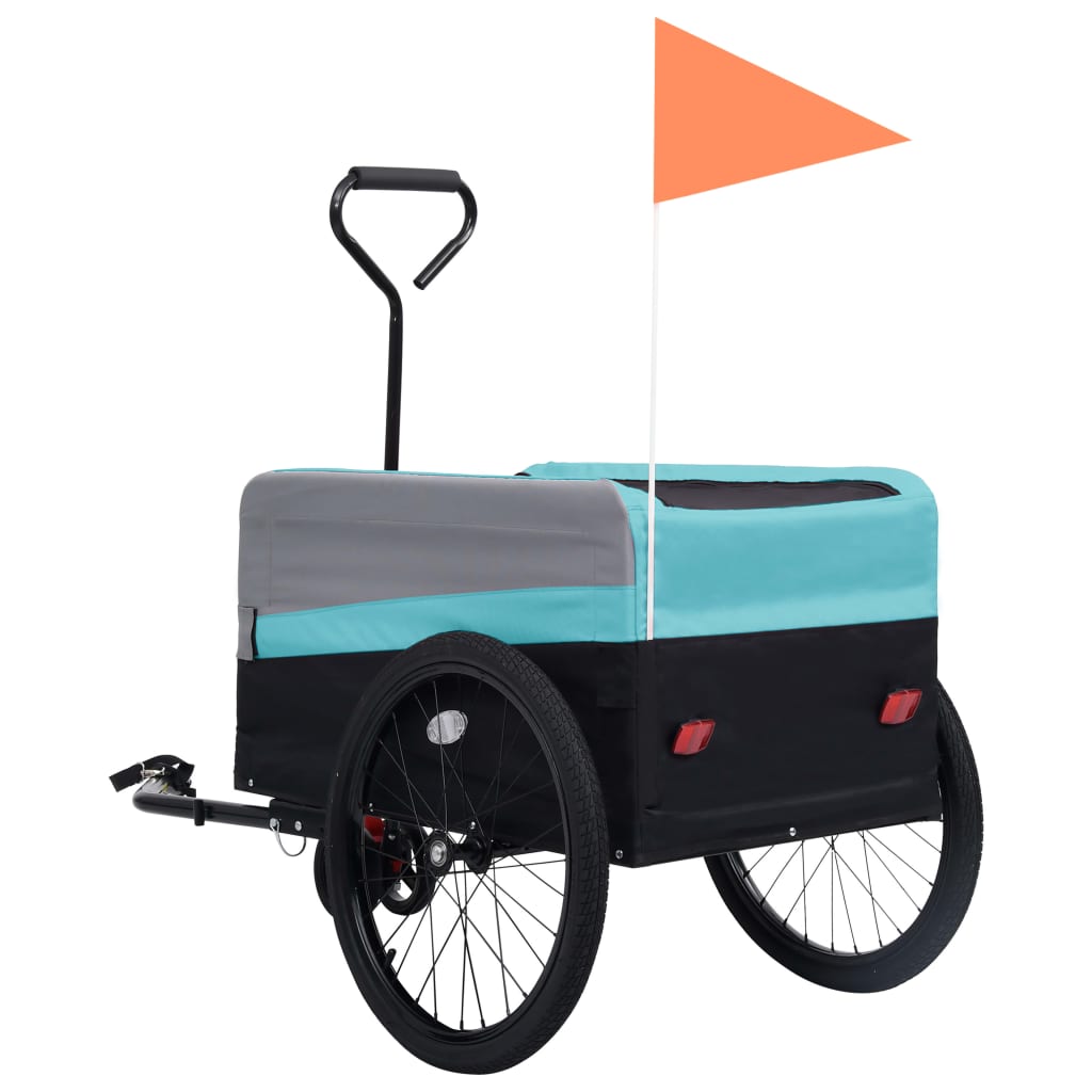 2-in-1 XXL Cargo Bike Trailer & Trolley Blue Grey and Black