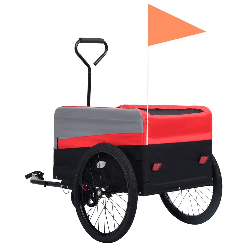 2-in-1 XXL Cargo Bike Trailer & Trolley Red Grey and Black