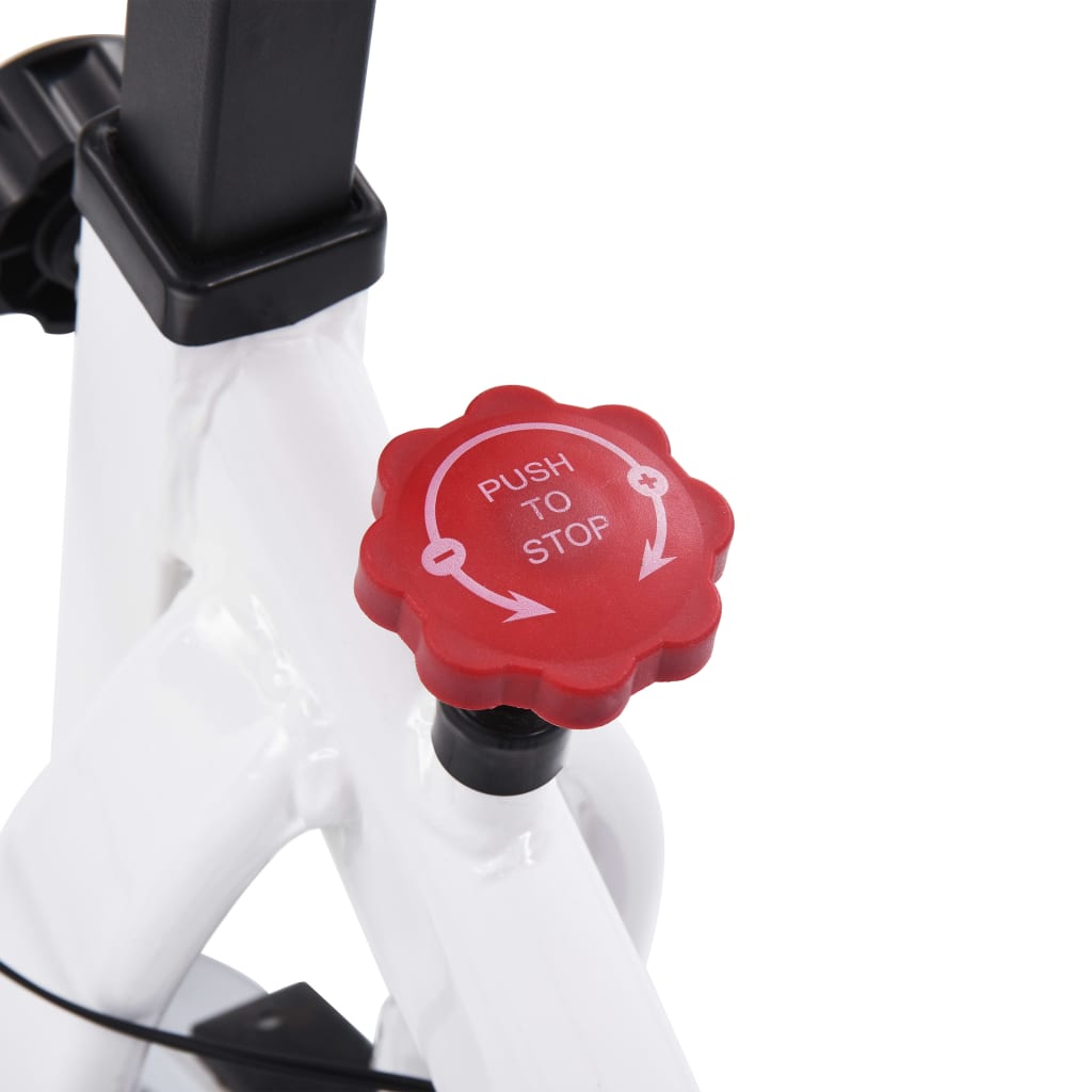 Exercise Spinning Bike with Pulse Sensors White and Red