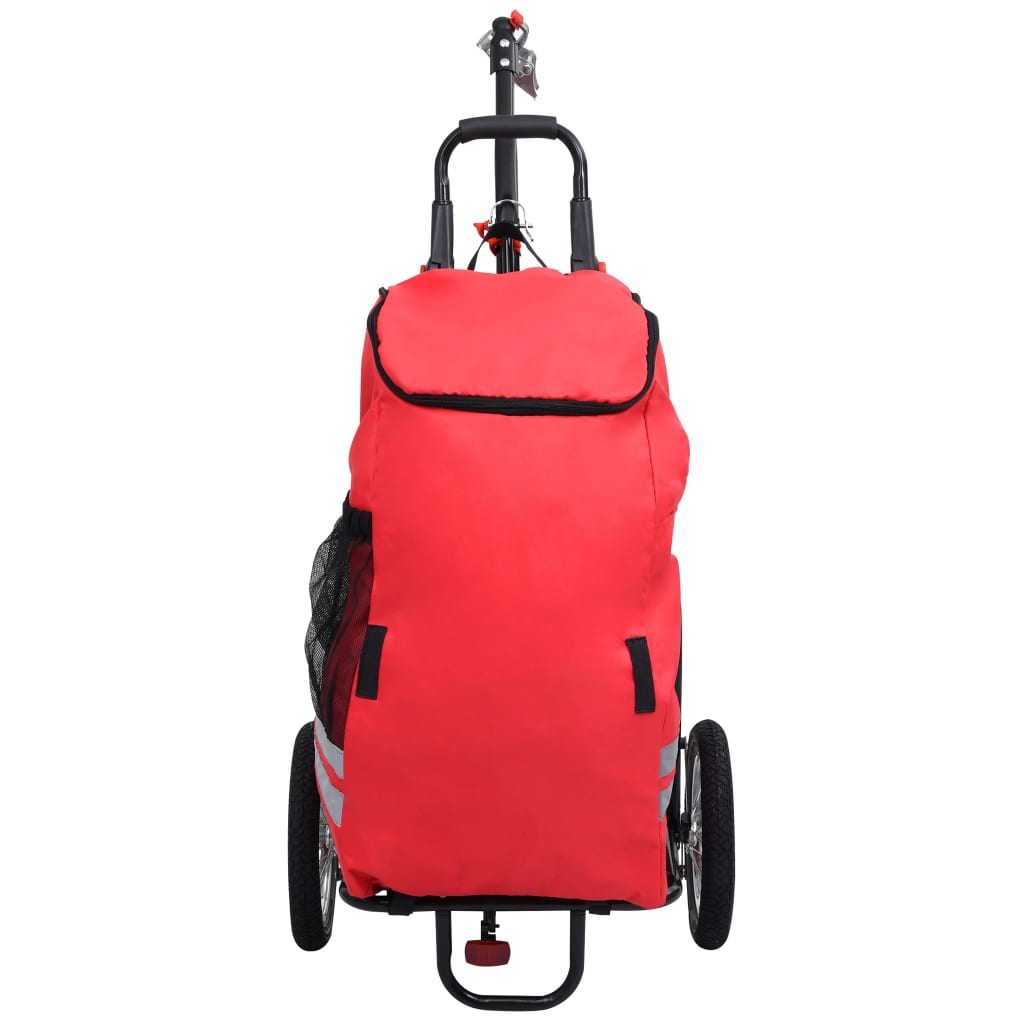 Folding Cargo Bike Trailer with Grocery Bag Red and Black