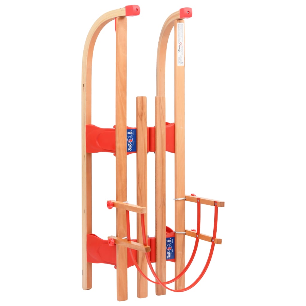 Folding Snow Sledge with Backrest 110 cm Wood