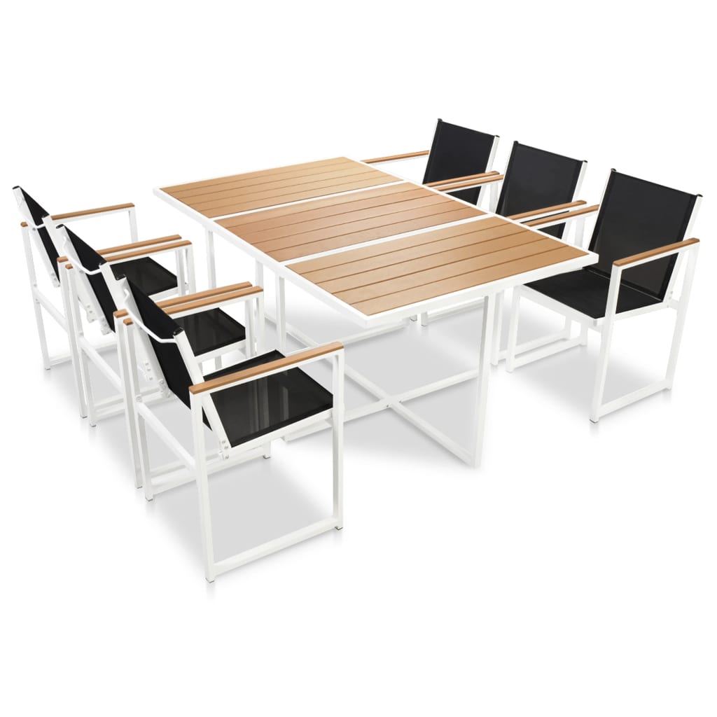 7 Piece Outdoor Dining Set with WPC Tabletop Aluminium