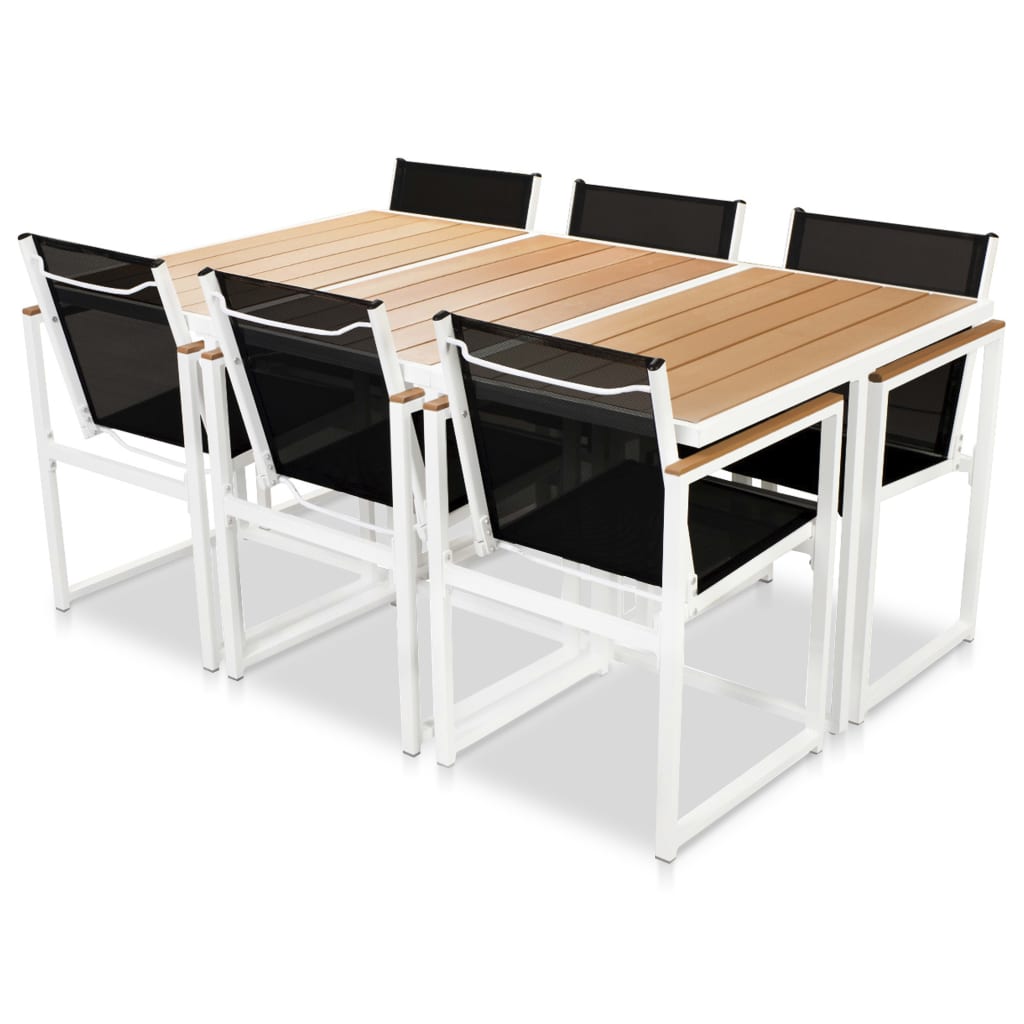 7 Piece Outdoor Dining Set with WPC Tabletop Aluminium