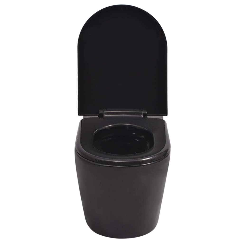 Wall Hung Toilet with Concealed Cistern Ceramic Black