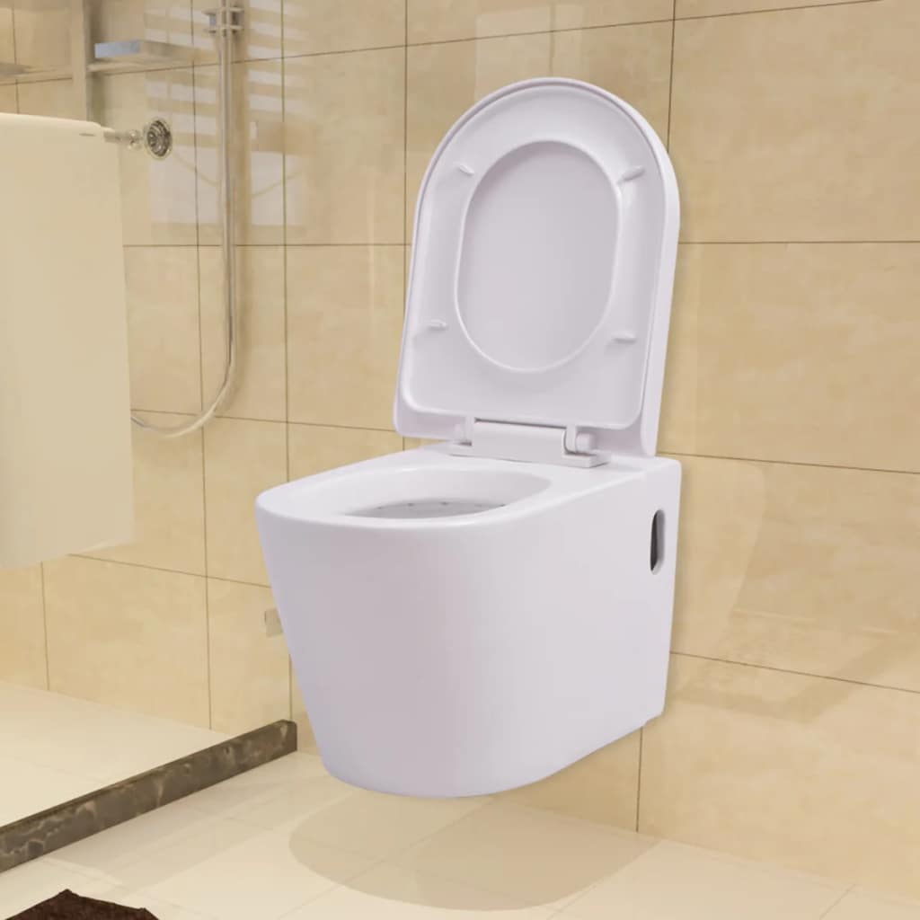 Wall Hung Toilet with Concealed Cistern Ceramic White