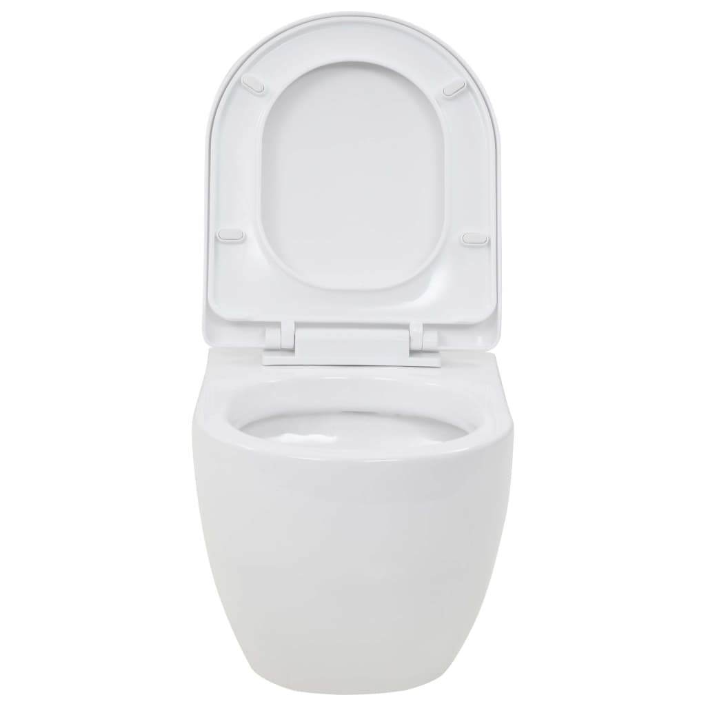 Wall-Hung Toilet with Concealed Cistern Ceramic White