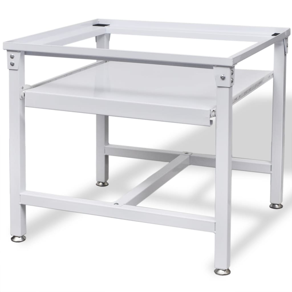 Washing Machine Pedestal with Pull-Out Shelf White
