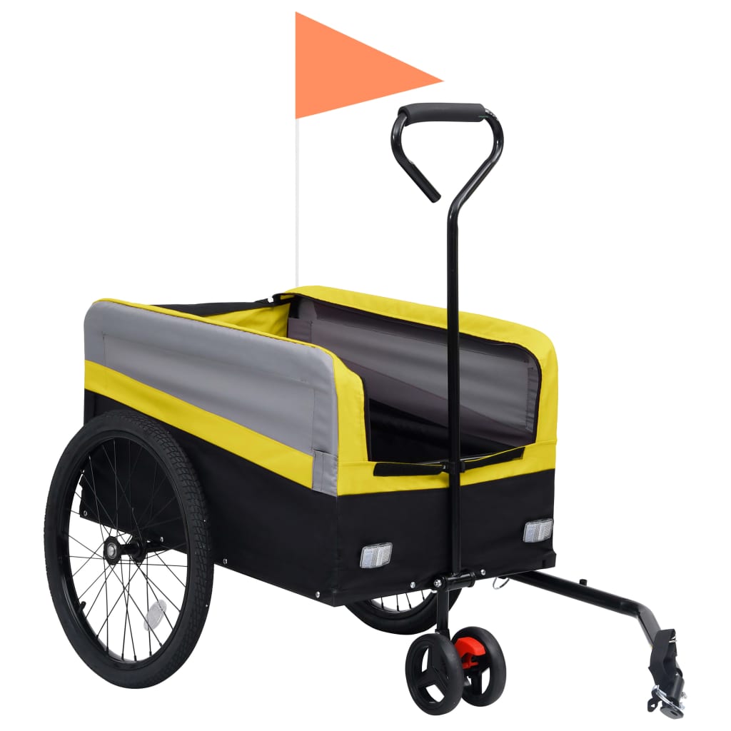 2-in-1 XXL Cargo Bike Trailer & Trolley Yellow Grey and Black