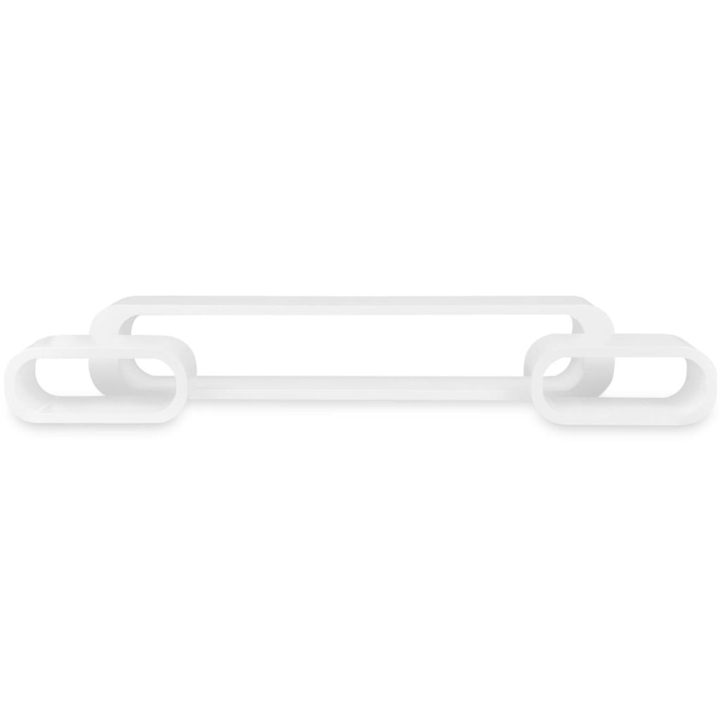 3 White MDF Floating Wall Display Shelf Cubes Book/DVD Storage