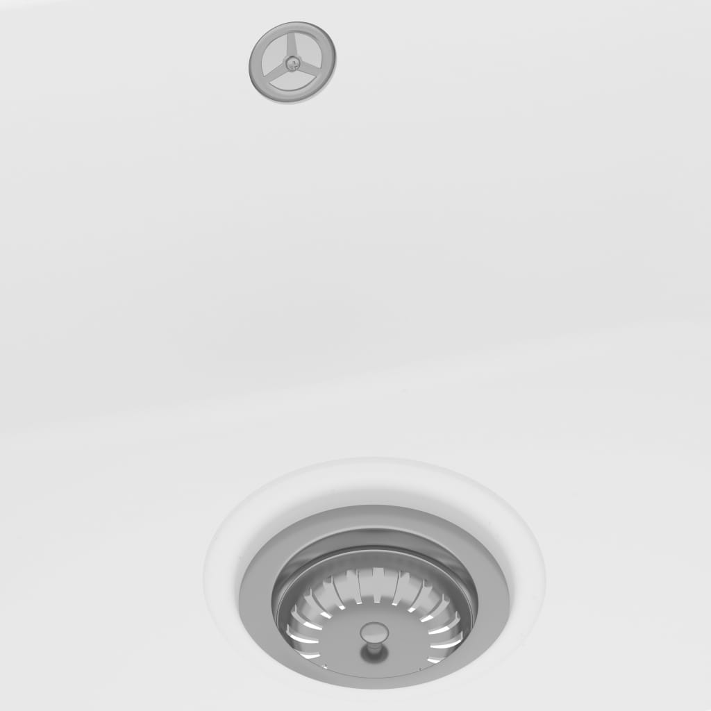 Kitchen Sink with Overflow Hole Double Basins White Granite