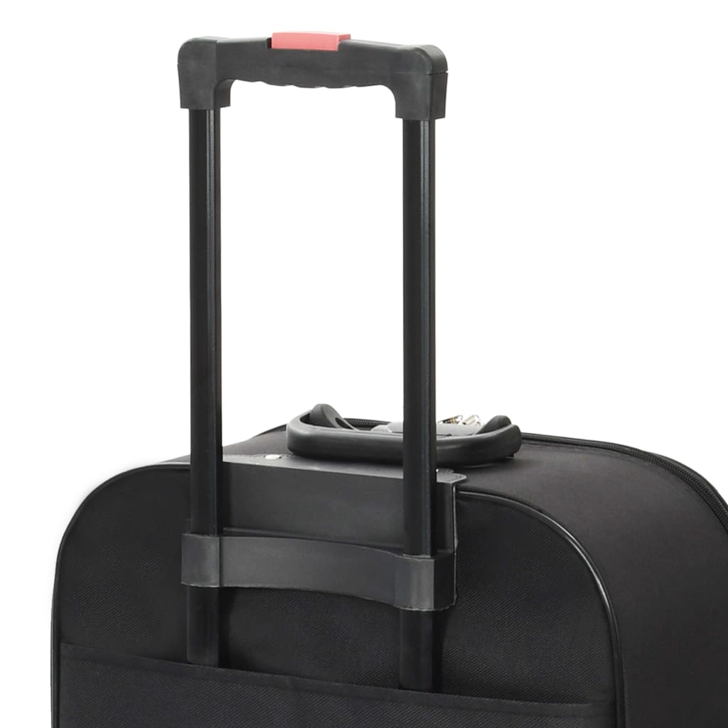 Soft Case Trolleys 3 pcs Black Oxford Fabric