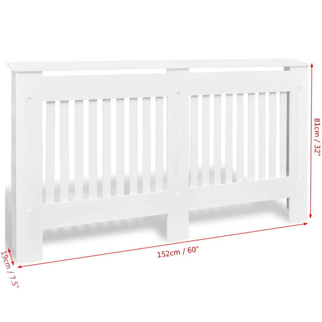 White MDF Radiator Cover Heating Cabinet 152 cm