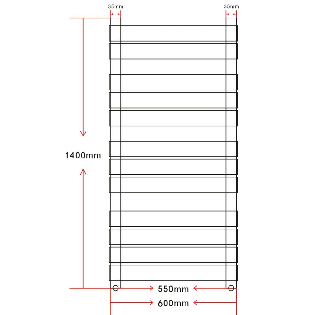 Bathroom Central Heating Towel Rail Radiator Straight 600 x 1400 mm