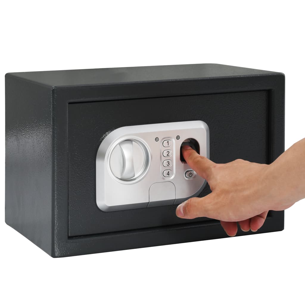 Digital Safe with Fingerprint Dark Grey 31x20x20 cm