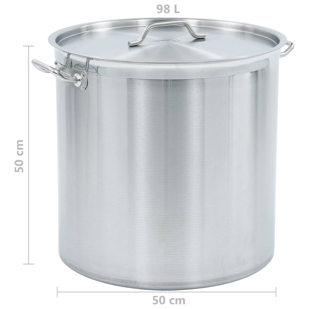 Stock Pot 98 L 50x50 cm Stainless Steel