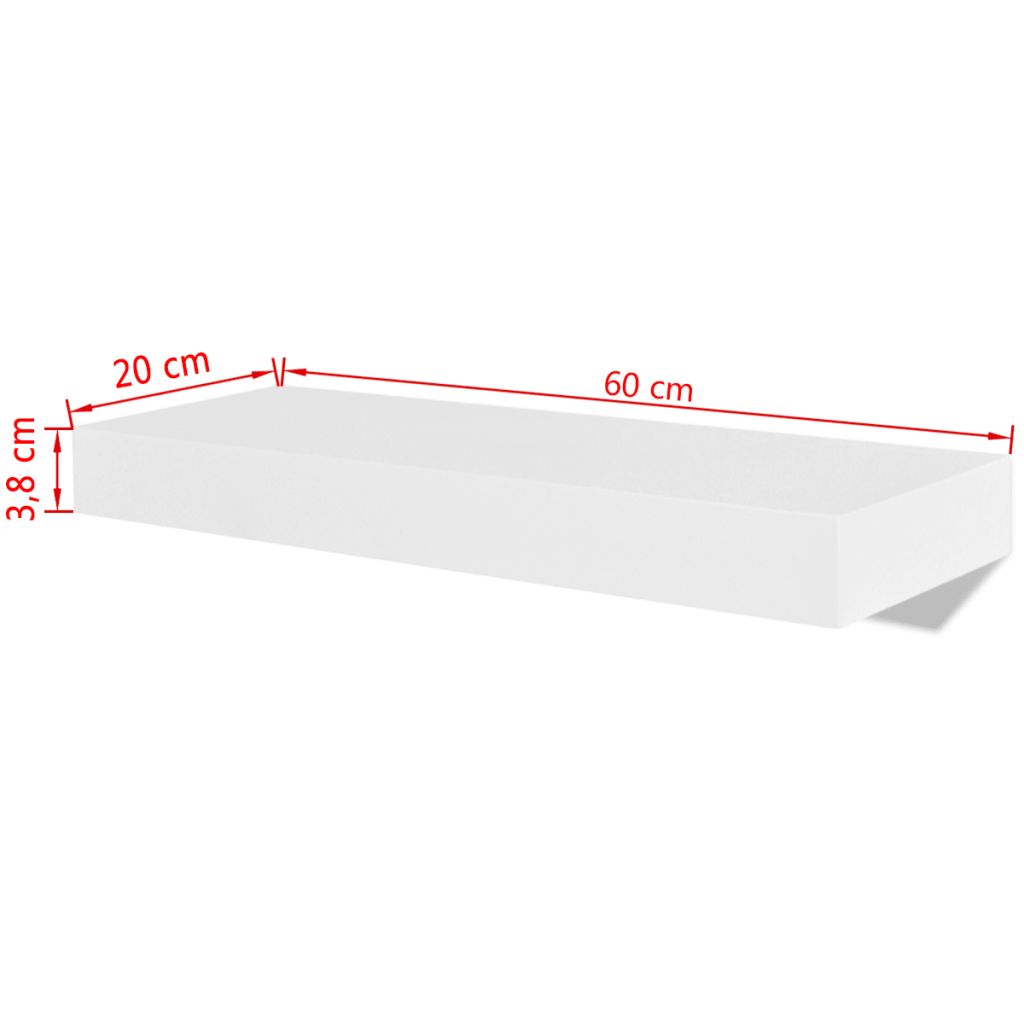 Floating Wall Display Shelves Book/DVD Storage White MDF 2 pcs