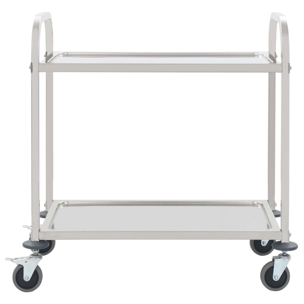 2-Tier Kitchen Trolley 107x55x90 cm Stainless Steel