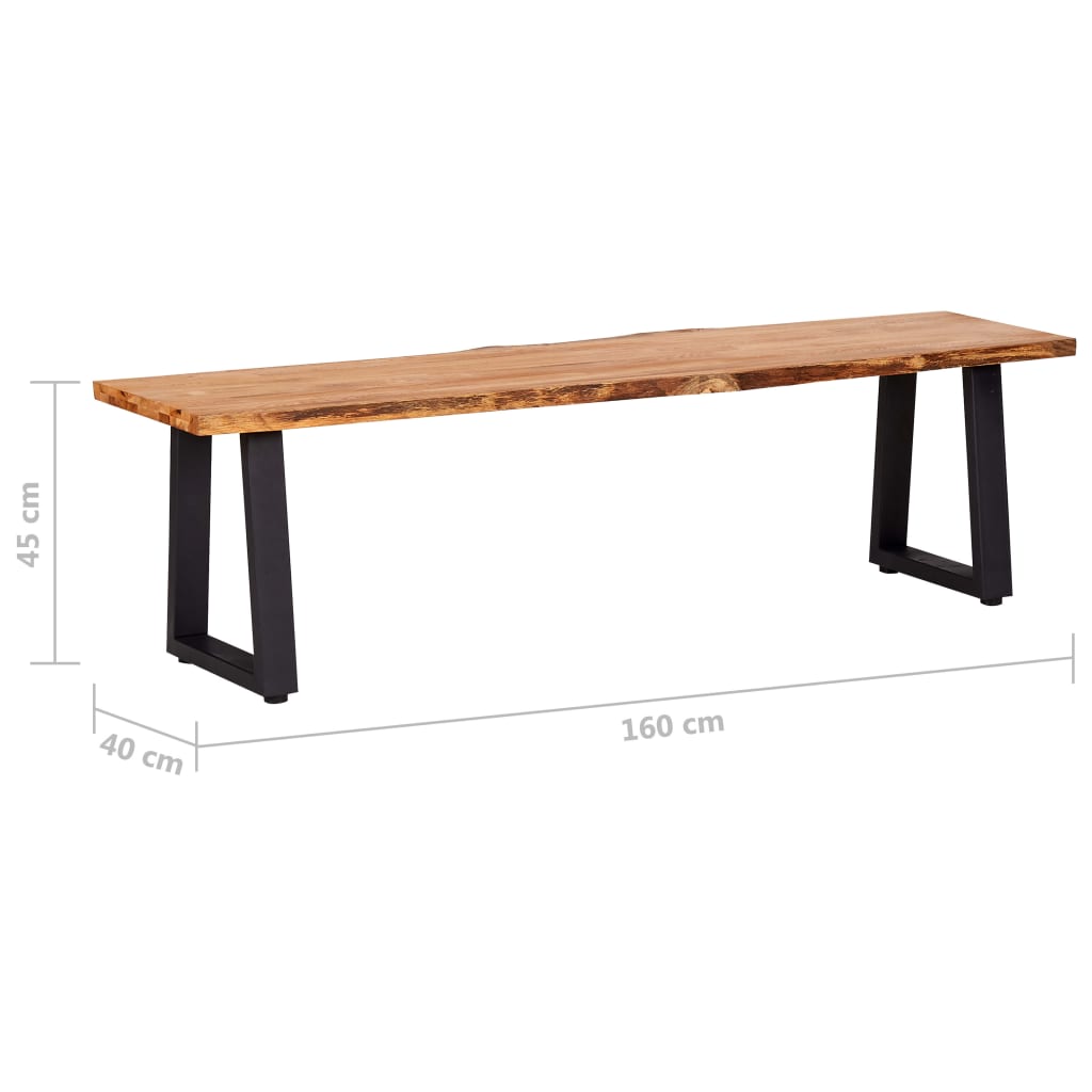 Bench 160 cm Natural Solid Oak Wood