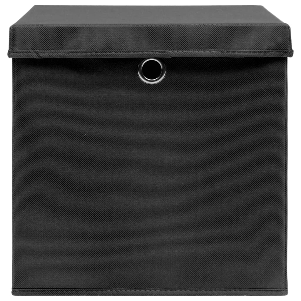 Storage Boxes with Covers 4 pcs 28x28x28 cm Black