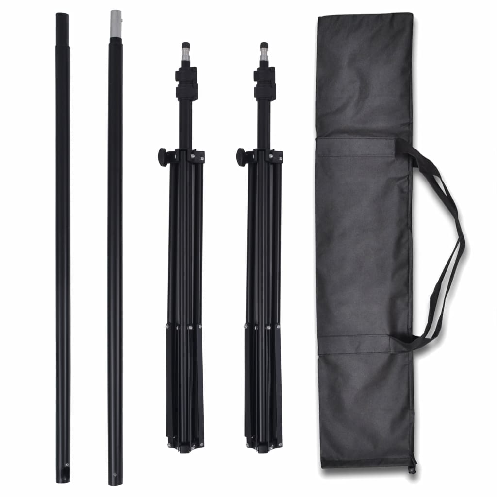 Photo Studio Kit with 3 Cotton Backdrops Adjustable Frame 3x3m