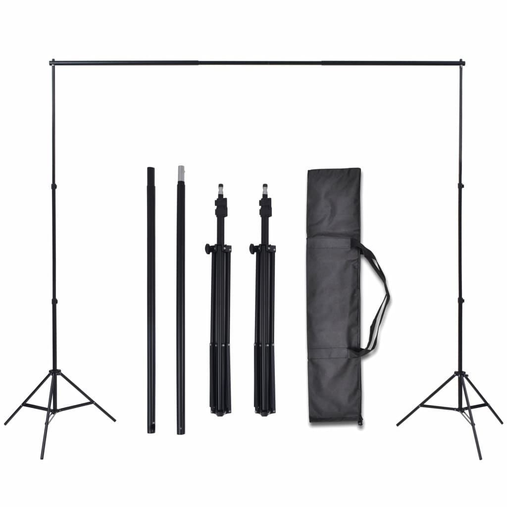 Photo Studio Kit with 3 Cotton Backdrops Adjustable Frame 3x6m