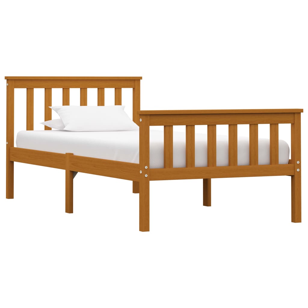 Bed Frame with 2 Drawers Honey Brown Solid Pine Wood 90x200 cm