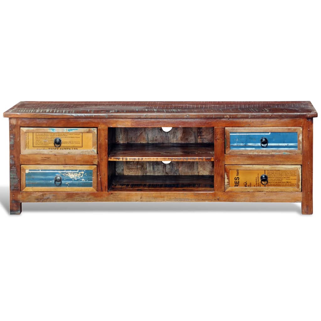 Reclaimed Wood TV Cabinet TV Stand 4 Drawers